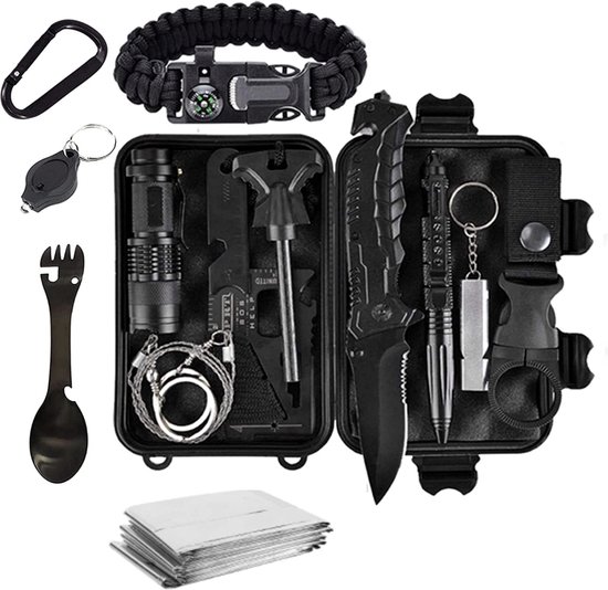 Kit de survie militaire, équipement d'urgence 15 en 1 de défense ...