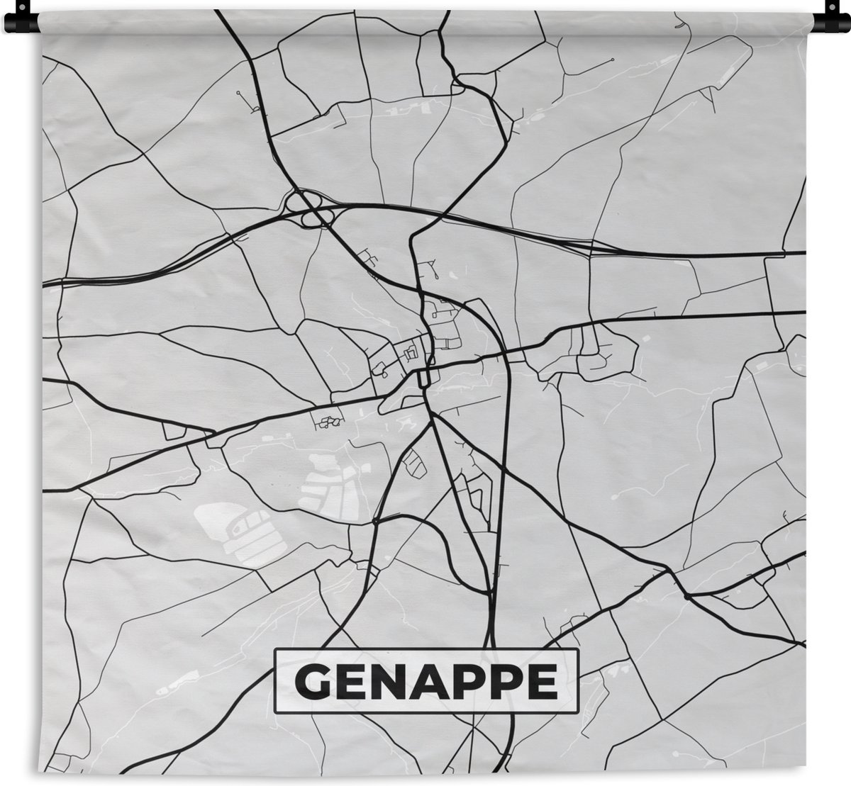 Wandkleed - Wanddoek - Stadskaart – Plattegrond – België – Zwart Wit ...