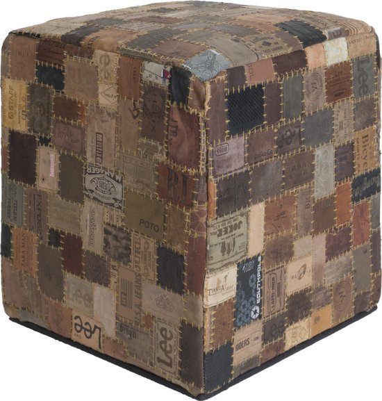 Poef Royal Label - Vierkant - Leer | bol.com