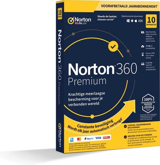 Norton 360 Premium - Internet Security - Antivirus - 1 Jaar - 10 ...