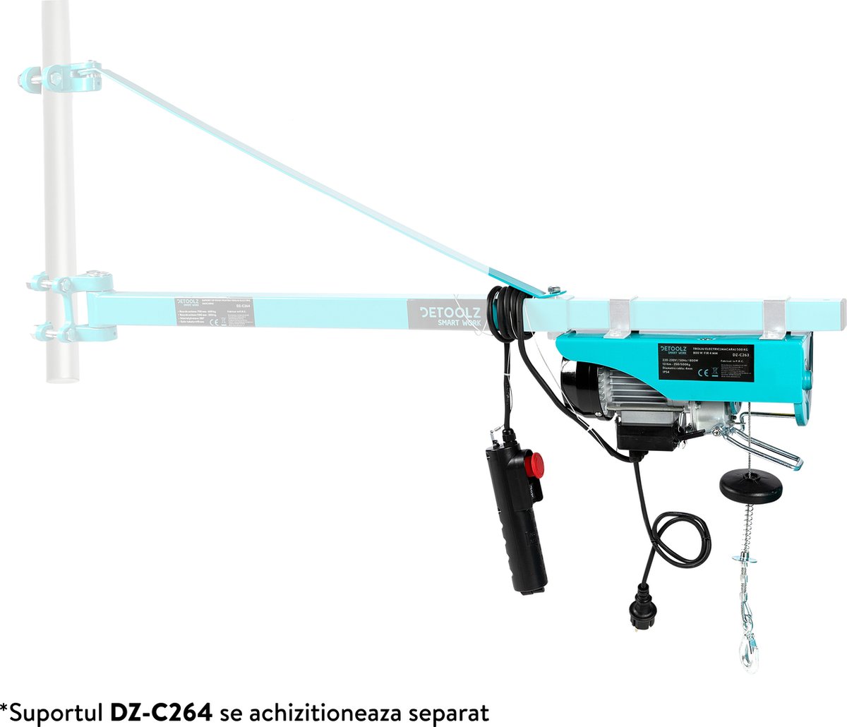 Elektrische lier (kraan) 500kg 800W 4mm draad | bol.com