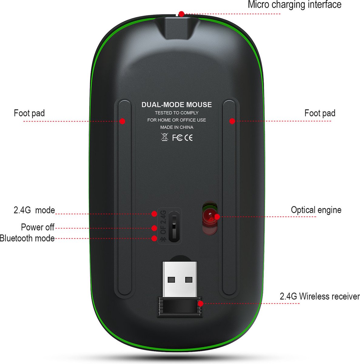 Draadloze Gaming Muis - Wireless Gaming Mouse - Oplaadbare Game Muis ...