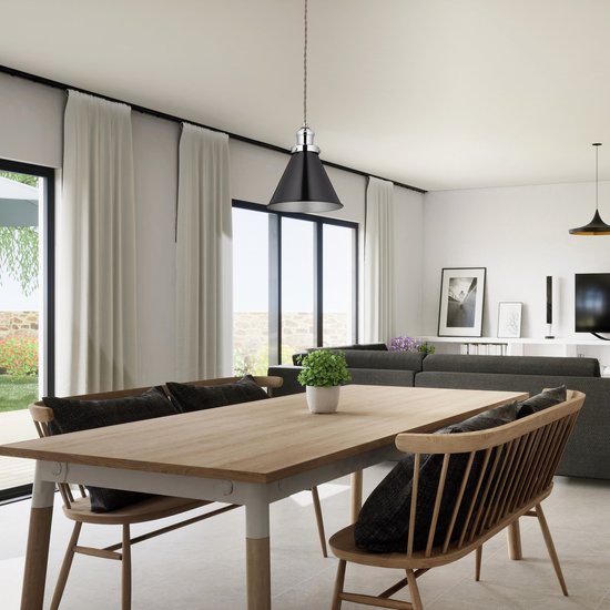 Relaxdays hanglamp industrieel - retro pendellamp - ronde eettafellamp ...