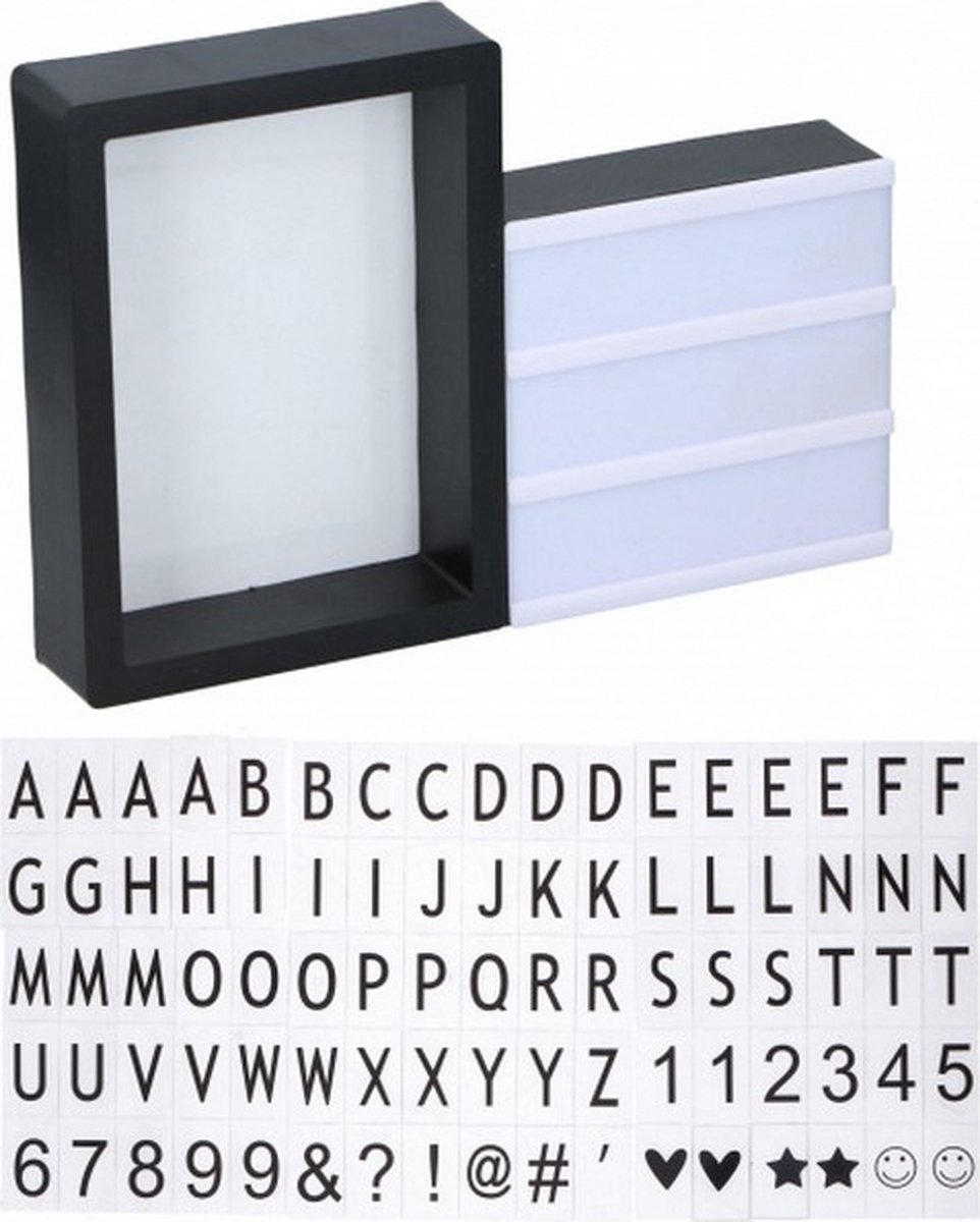 caisson lumineux cadre photo led 85 lettres/symboles 19 x 27 cm | bol.com