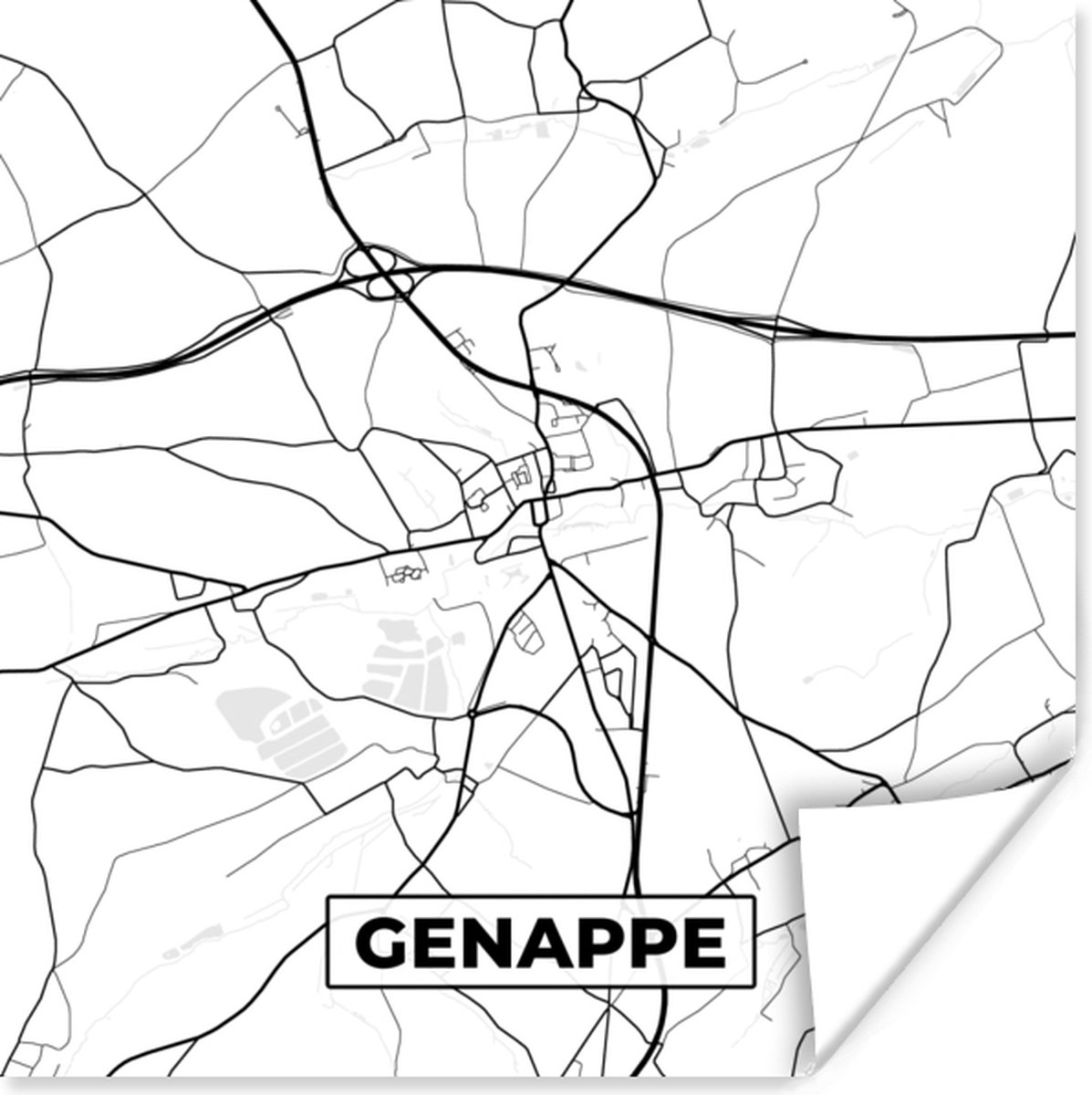 Affiche Plan de Ville – Carte – België – Zwart Wit – Genappe – Carte ...