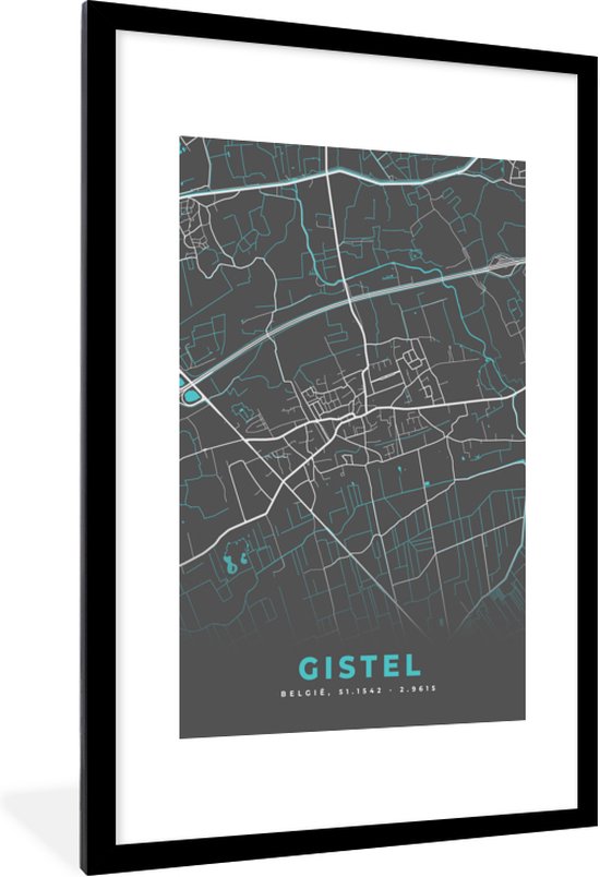 Fotolijst incl. Poster - Kaart – Plattegrond – Stadskaart – Gistel ...