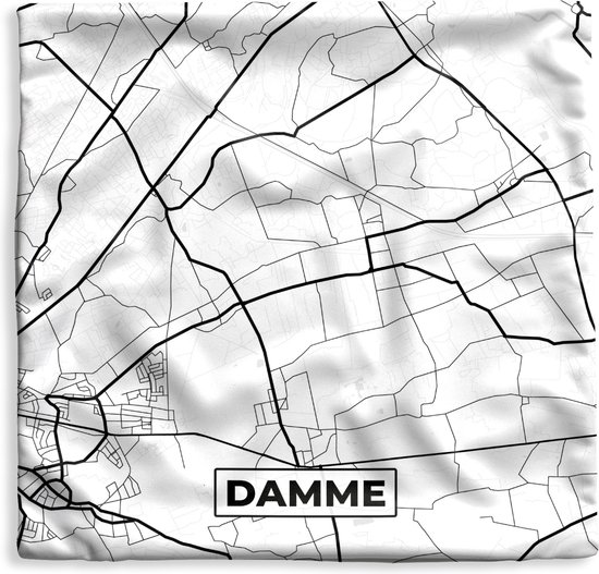 Kussenhoes 60x60 cm - België – Damme – Stadskaart – Kaart – Zwart Wit ...
