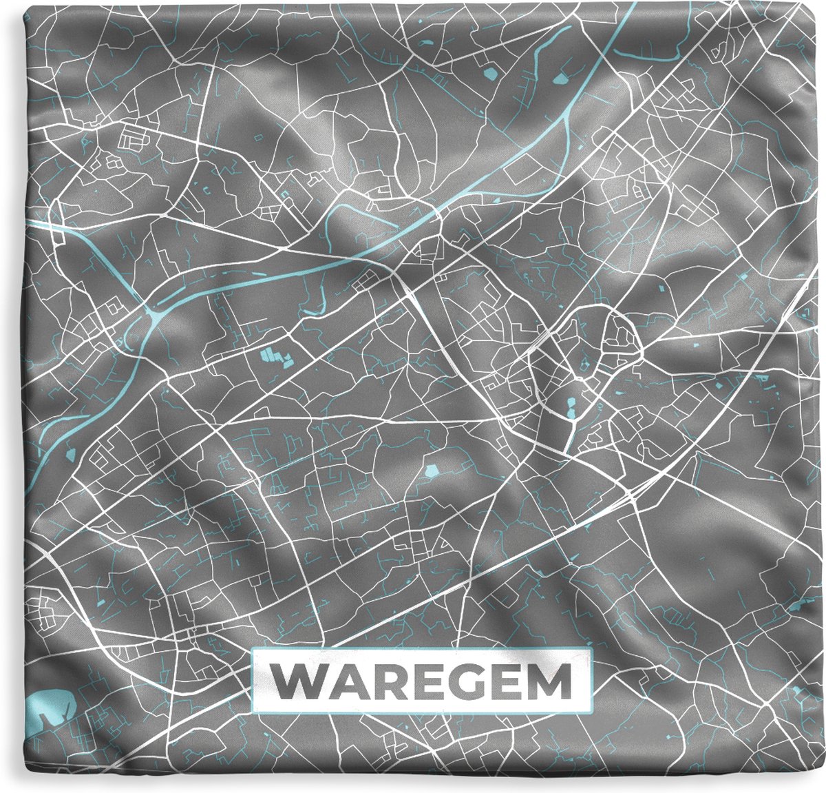 Kussenhoes 45x45 cm - Stadskaart – Grijs - Kaart – Waregem – België ...