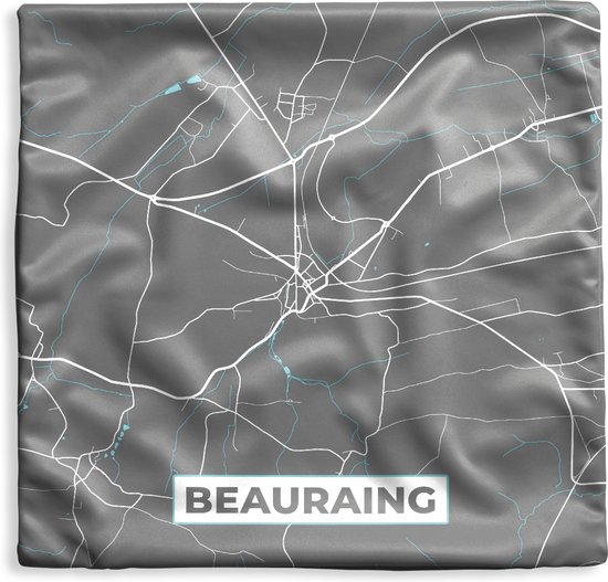 Kussenhoes 60x60 cm - België – Beauraing – Stadskaart – Kaart – Blauw ...