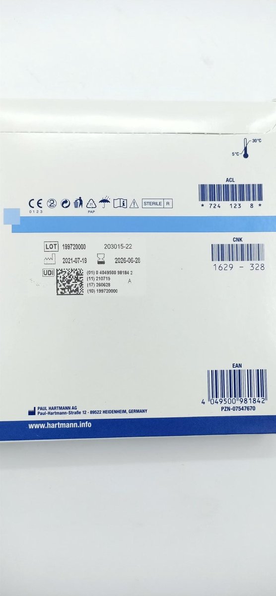 Hartmann - Hydrocoll Thin - zelfklevend steriel hydrocolloïd verband ...