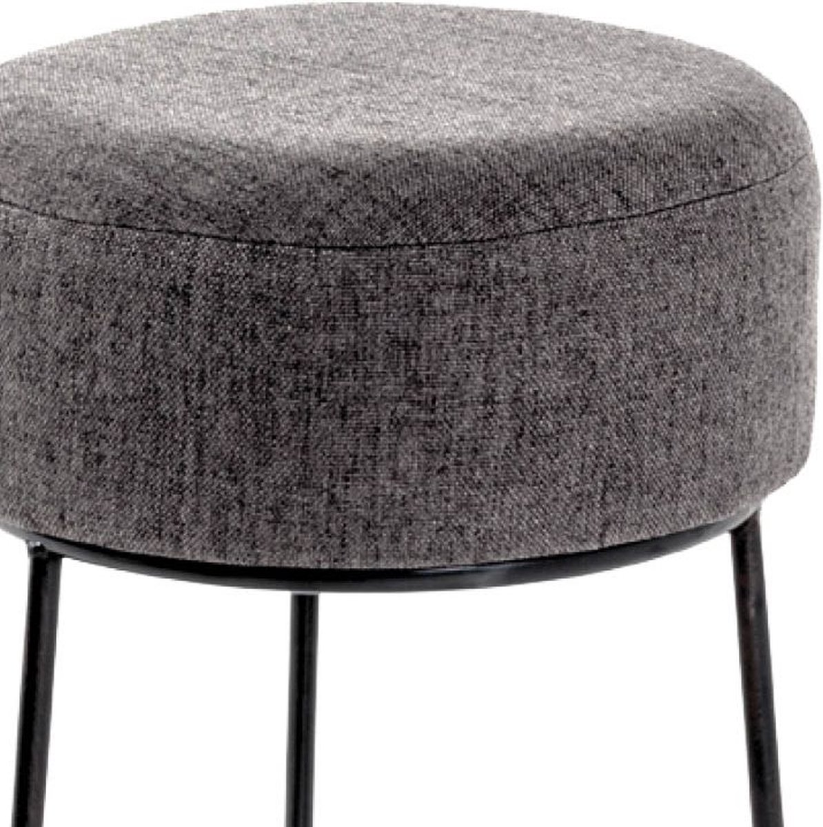 Poef rond Grijs stof - Hocker - Poef Grijs - Voetenbankje - Ronde ...