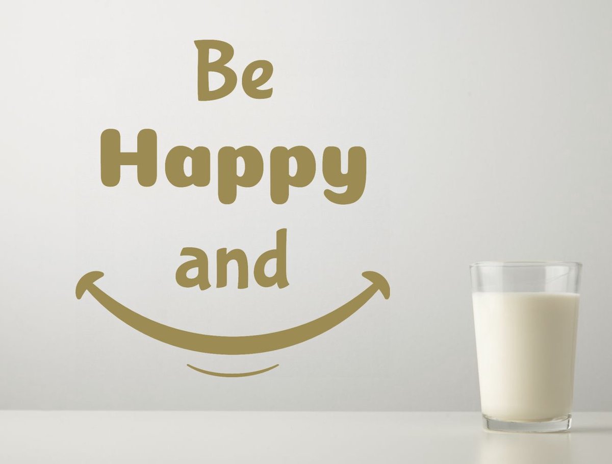 Stickerheld - Muursticker "Be happy and smile" Quote - Woonkamer - Blij ...