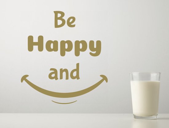 Stickerheld - Muursticker "Be happy and smile" Quote - Woonkamer - Blij ...