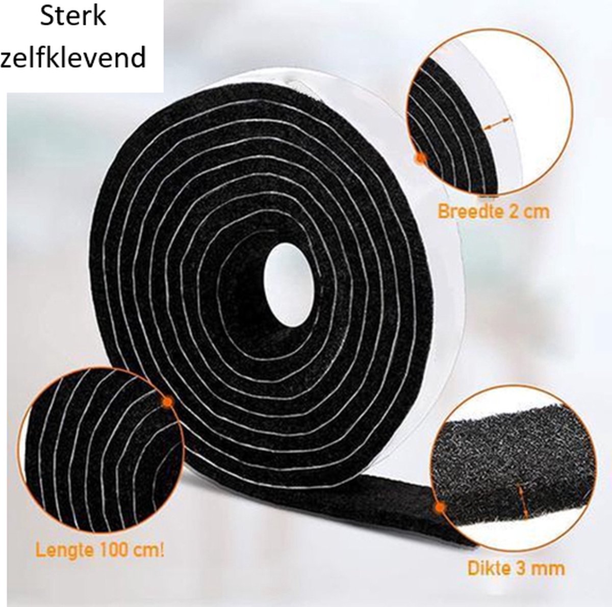 FSW-Products - Zelfklevend meubelvilt Zwart (Rol 1 Meter) - 2cm breed ...