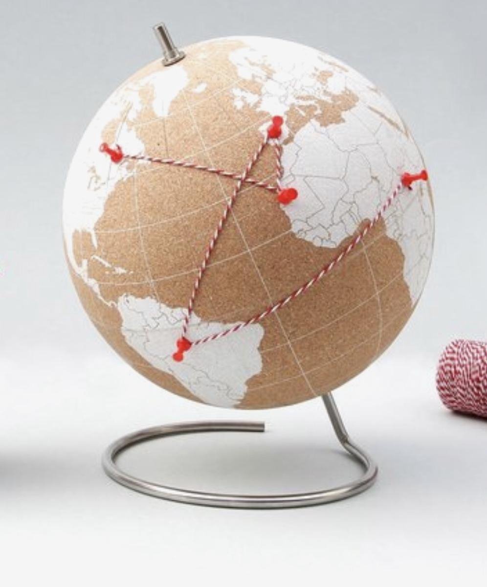 Wereldbol - Kurk - Wit - Wereldkaart - Diameter 20 cm - Markeren ...