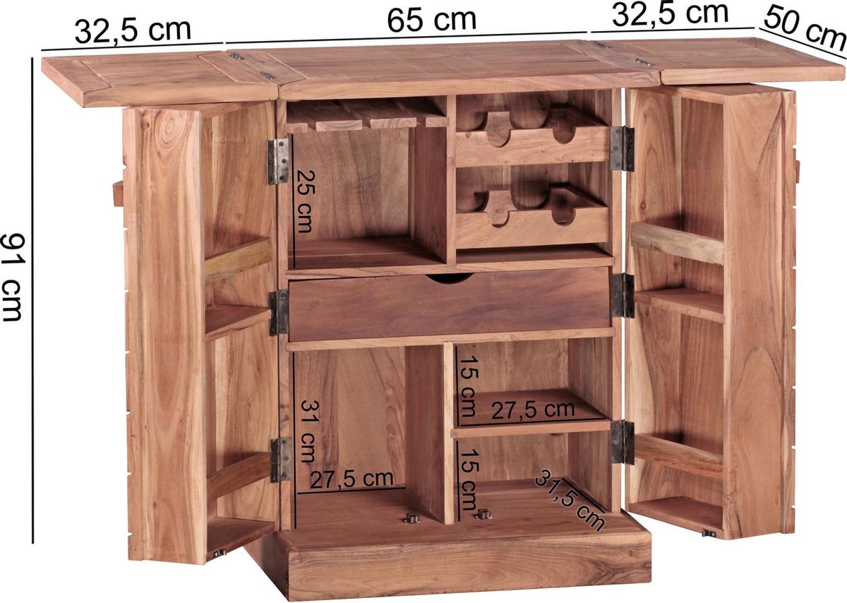 Nancy's Jackson Huisbar - Uitklapbare Bar - Vitrinekast - Wijnopslag ...