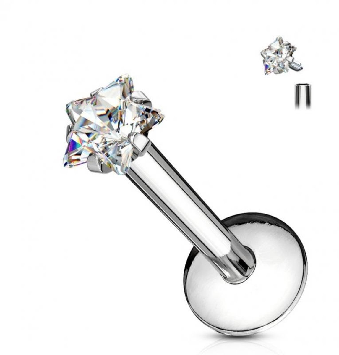 Labret Piercing Helix Of Traguspiercing Met Ster Zirkonia | bol.com