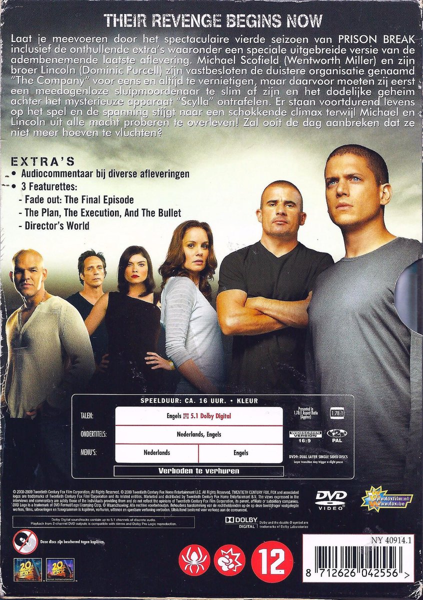 Prison Break - Seizoen 4 (DVD) (Dvd), Dominic Purcell | Dvd's | bol.com