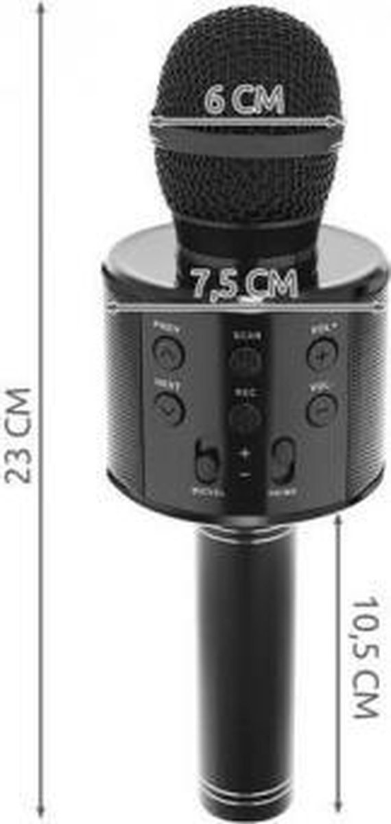 Draadloze karaoke microfoon met bluetooth en ingebouwde speaker - Zwart ...