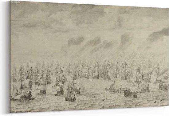 Schilderij - De zeeslag bij Terheide — 100x70 cm | bol.com