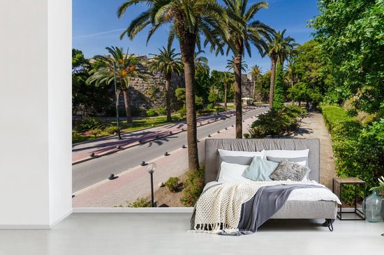 Behang - Fotobehang - De weg van Palmen op Kos - Breedte 390 cm x ...