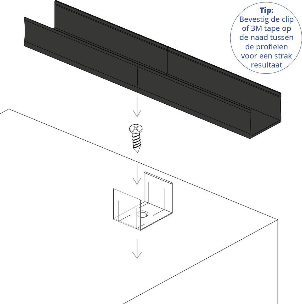 Aluminium led strip profiel zwart opbouw 1M - breed en hoog - compleet ...