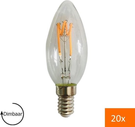 E14 LED Lamp dimbaar | Kaars | Helder | 4W | 20-pack | bol.com