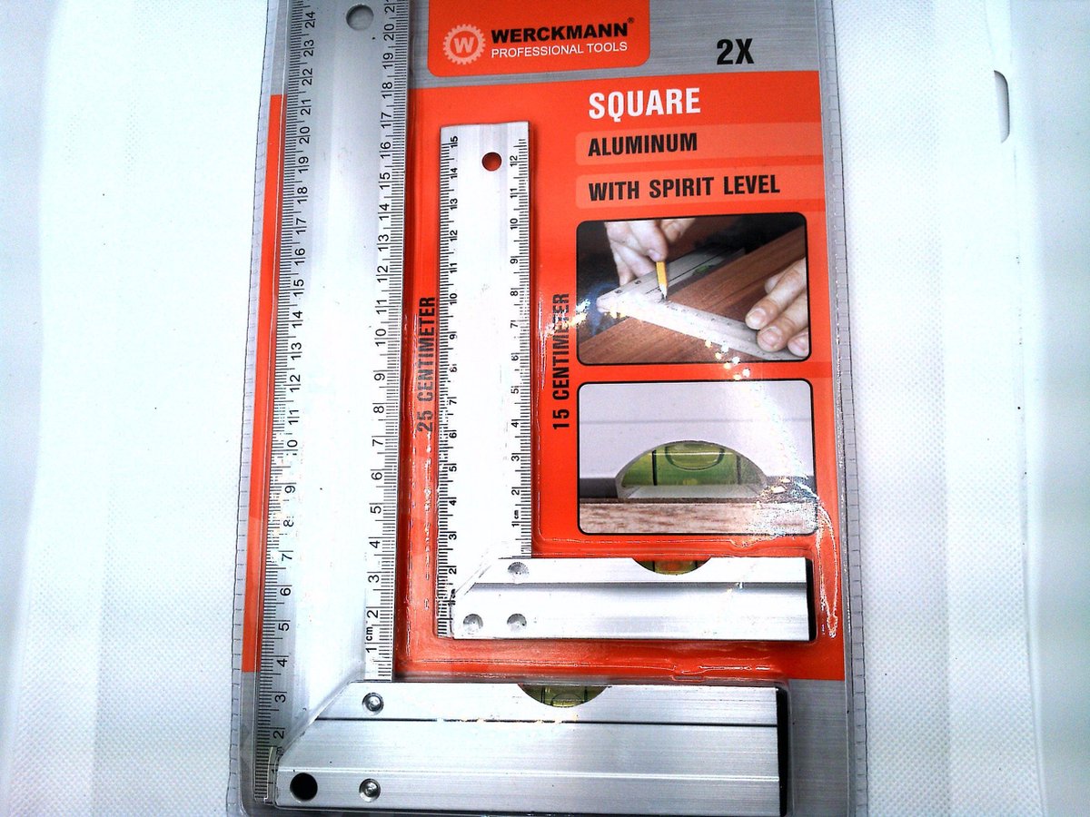 Werckmann Schrijfhaak / Winkelhaak - Aluminium - 2 stuks - 25 cm en 15 ...