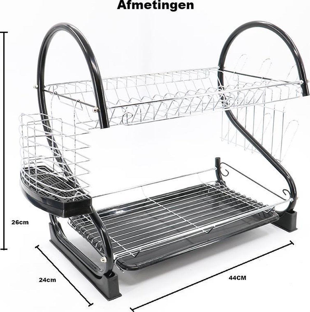 Verchroomd Metalen Afdruiprek Met Lekbak - Afwas Druiprek Droogrek ...