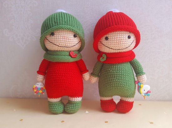 Haman - knuffel pop - gehaakt - decoratie - 20 cm - Groen-Rood ...