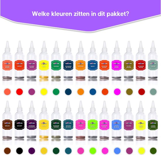 Paintaboo Tie Dye Kit - 2 x 26 kleuren 120ML - Textielverf - Complete ...