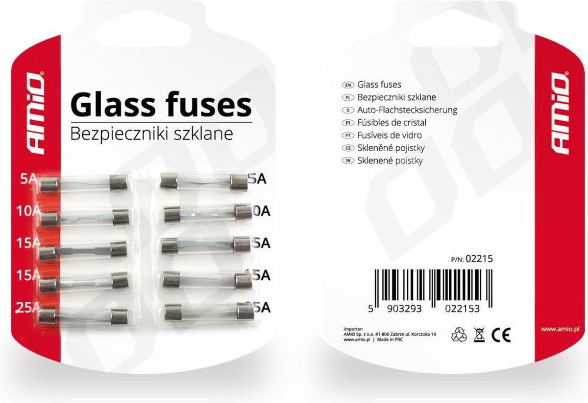 Mini glaszekering set - 10 stuks | bol