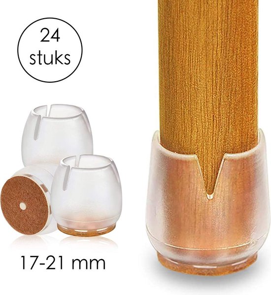 Stoelpoot beschermers - 24 Stuks - 17-21mm - Modern Design - Rond ...