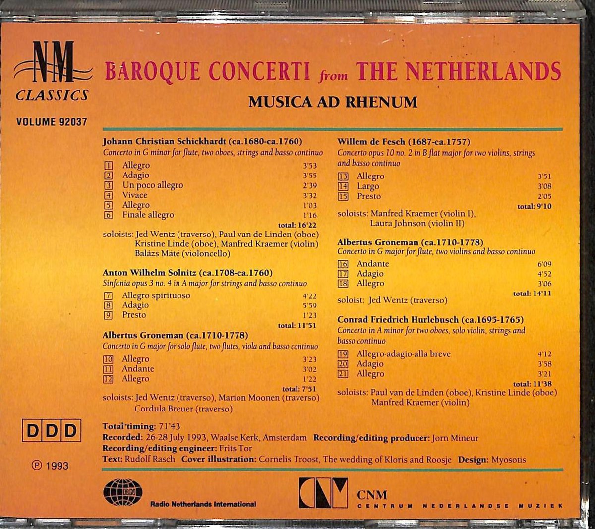 Baroque Concerti Form The Netherlands, Musica Ad Rhenum | CD (album ...