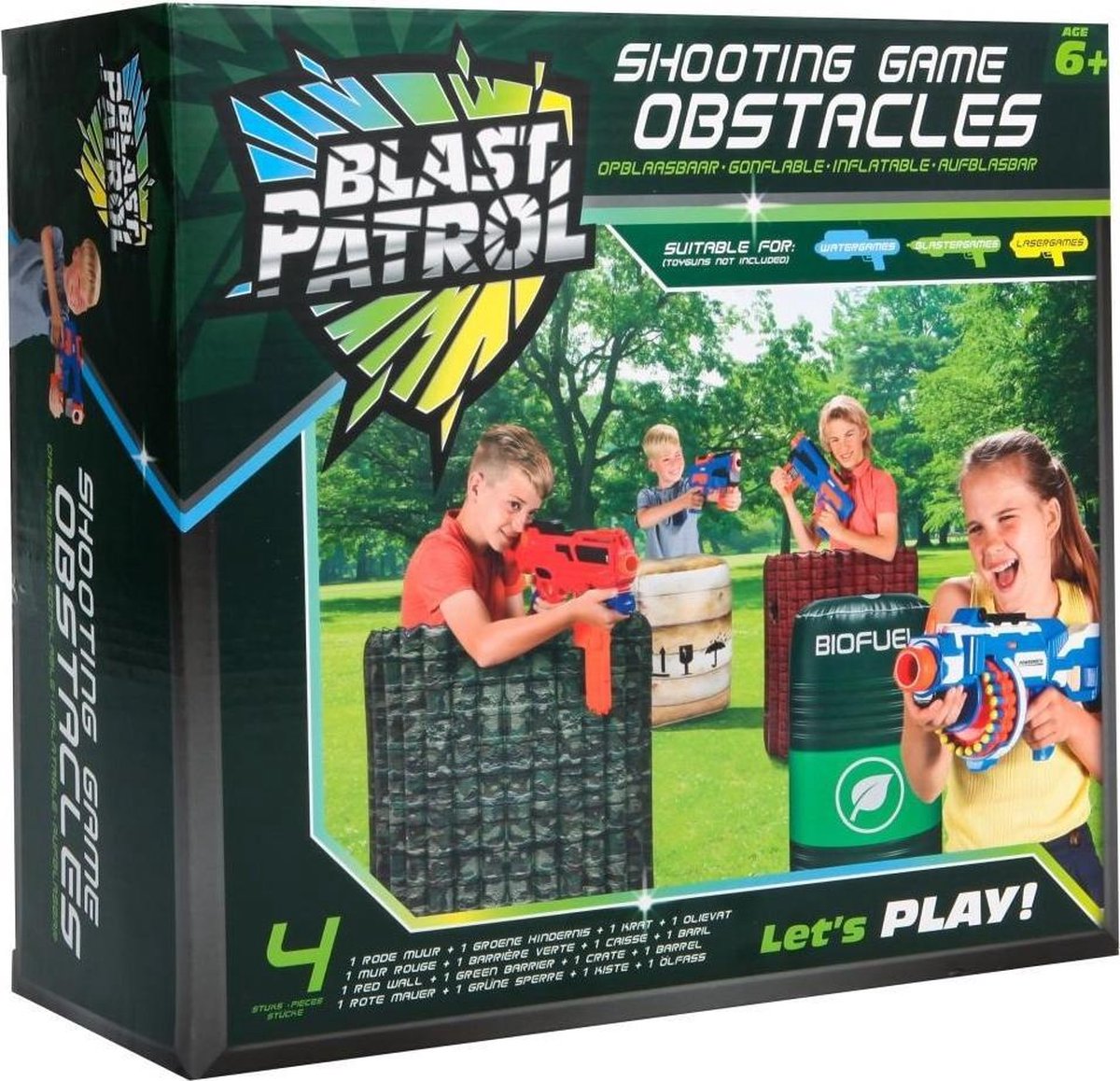 Blast Patrol Opblaasbare Obstakels Set - Muur + Hindernis + Kist + Vat ...
