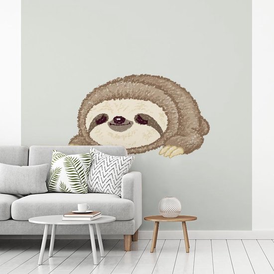 Behang - Fotobehang Kinderillustratie van een slapende luiaard ...