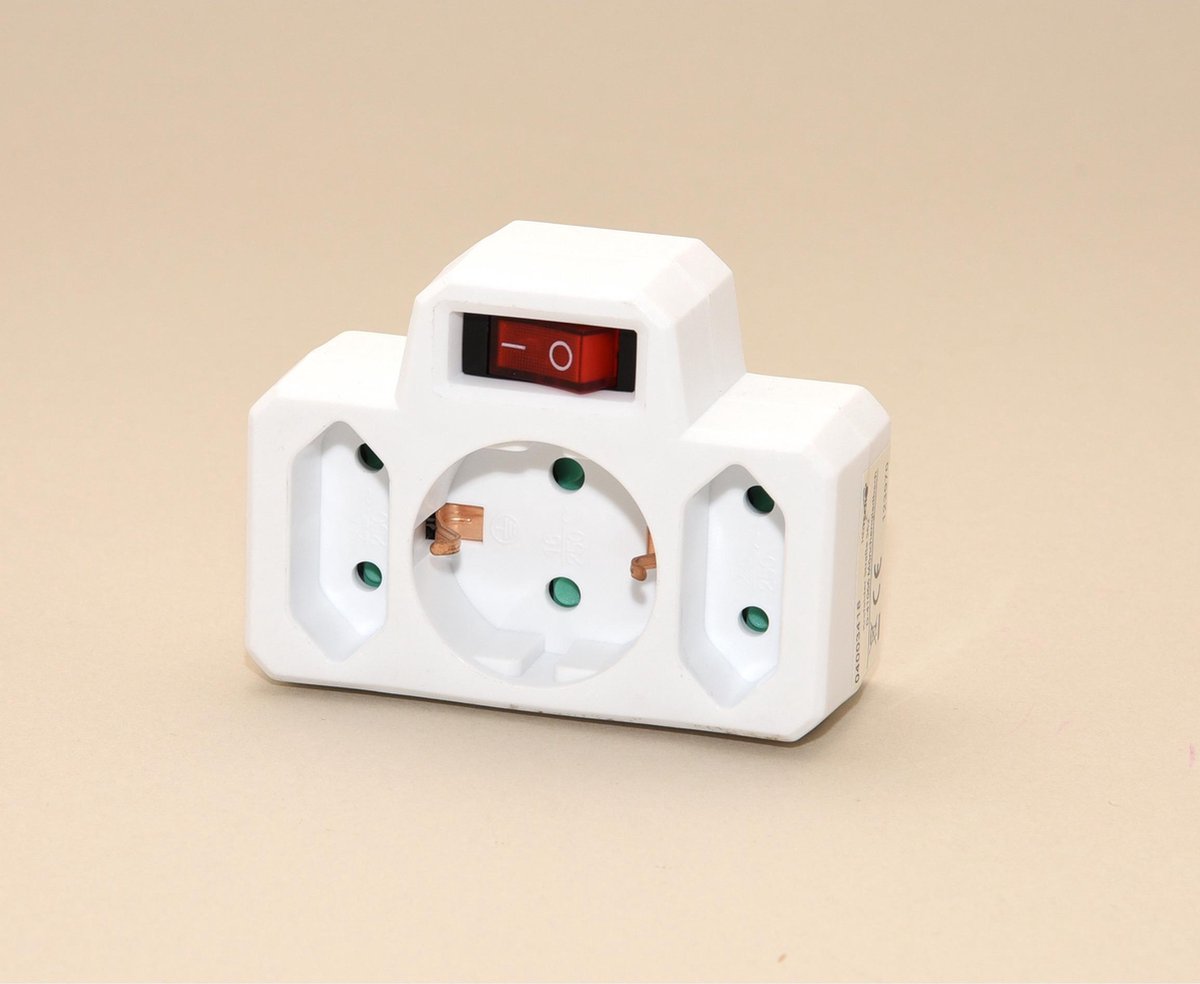 3x Stopcontactsplitters/stopcontact adapters met 3 poorten en ...