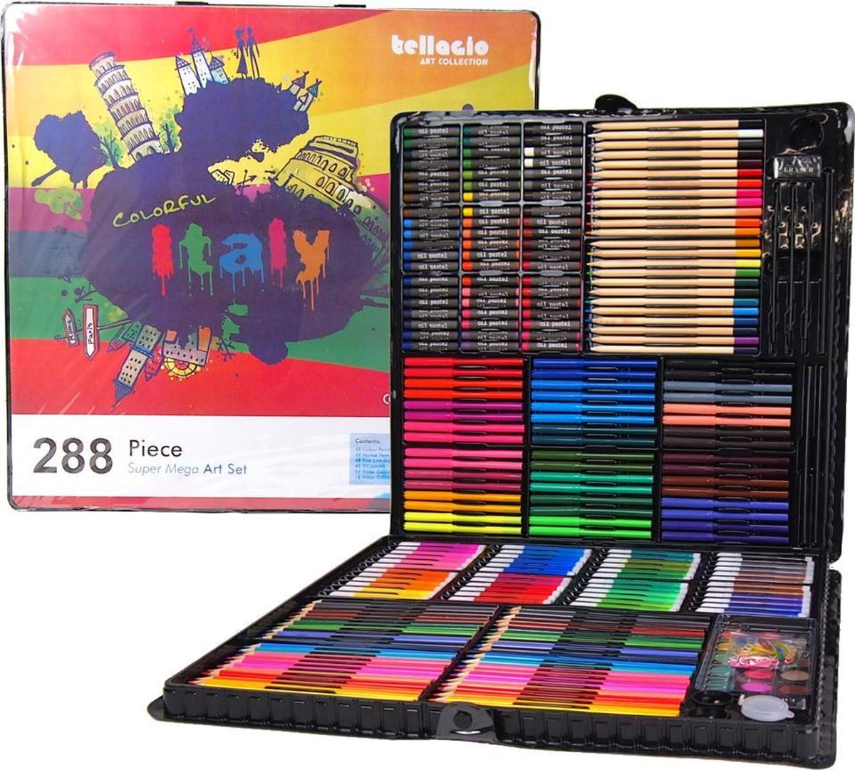 Tekenkoffer - Tekendoos - Tekenset - 288 delig - Inclusief Potloden ...