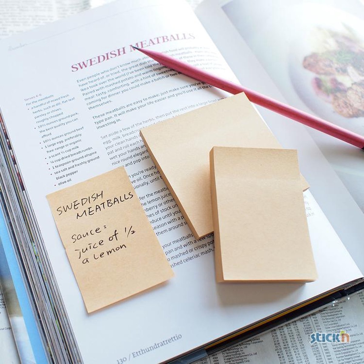 Stick'n sticky notes 76x51mm, kraft papier, 100 memoblaadjes | bol.com