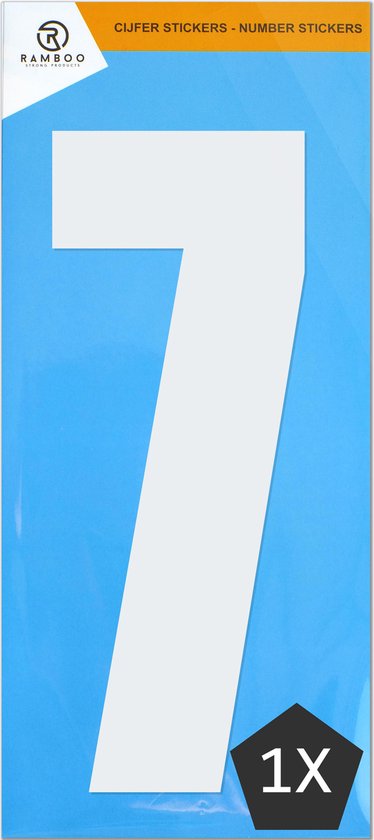 Cijfer sticker 7 | Wit | 1 stuk | Kliko Stickers | Cijfer Stickers ...