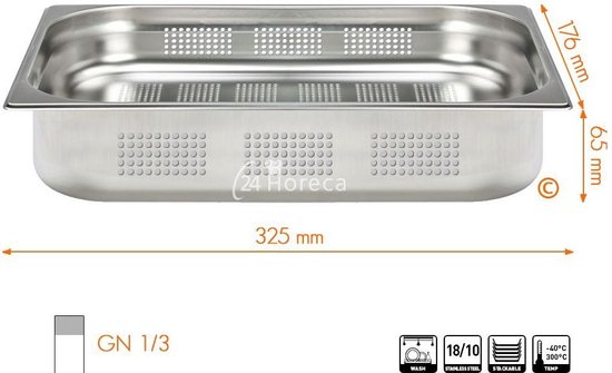Stoomovenpan 1/3 65mm Profi Line, geperforeerd | bol