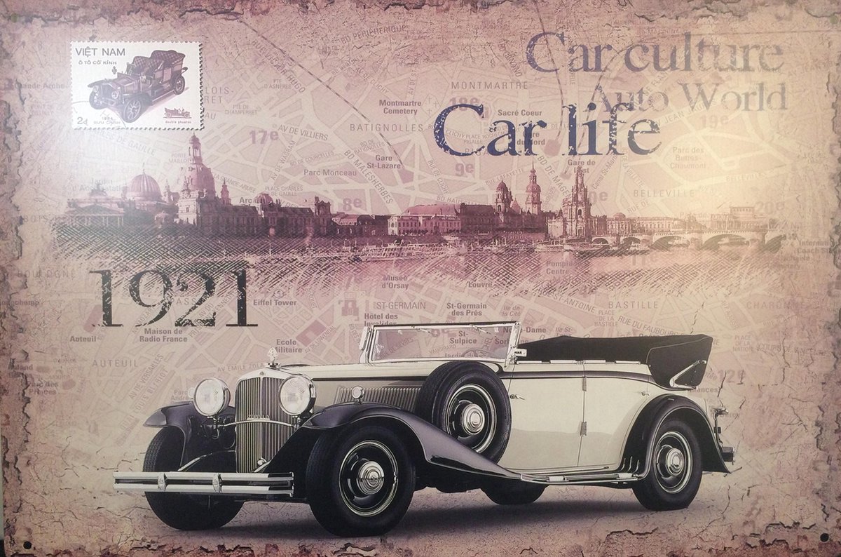 Retro plaat "Car life" | bol