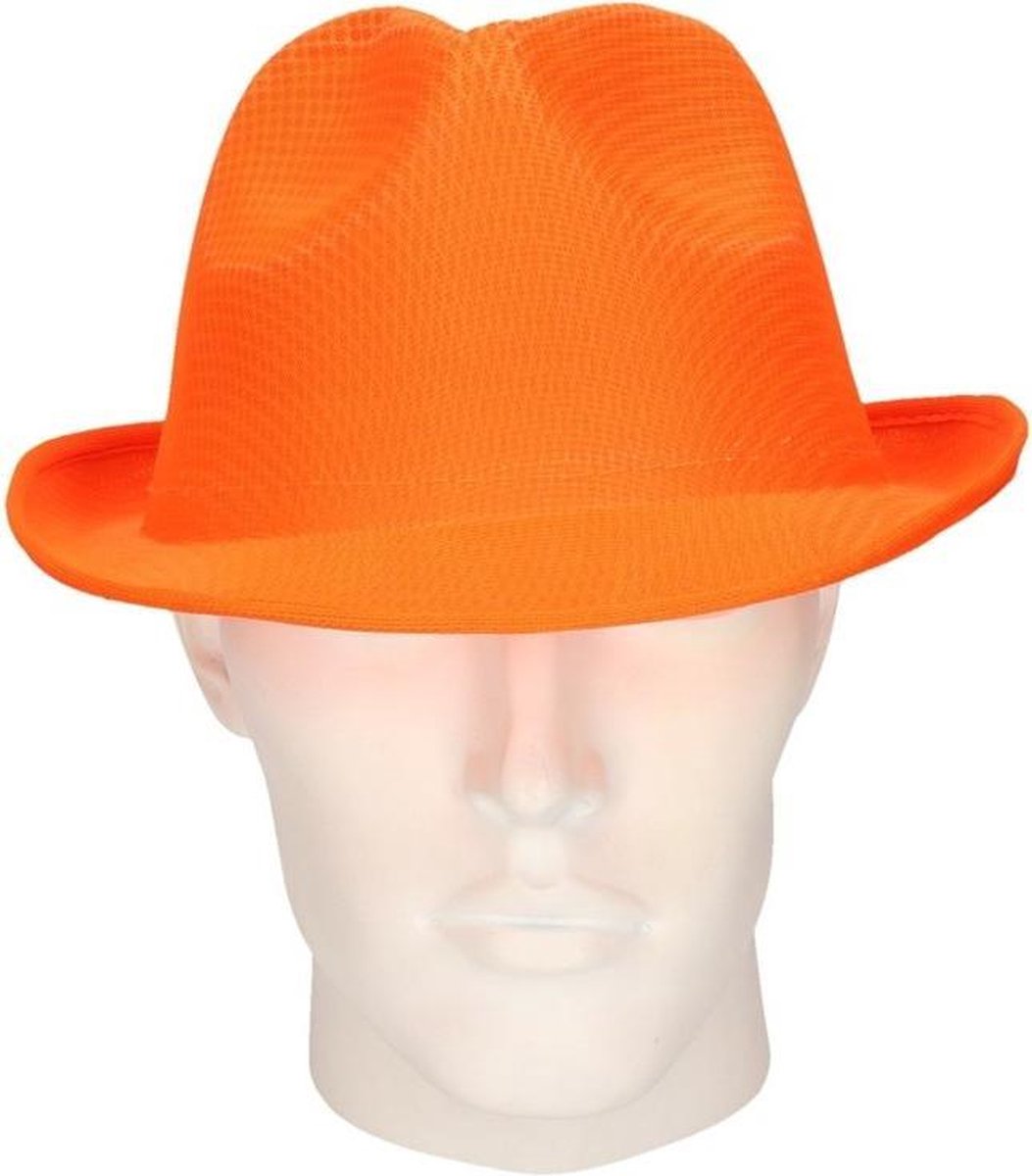 Oranje trilby hoedje/gleufhoed voor volwassenen - Gleufhoeden ...