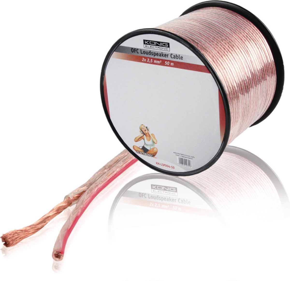 König - Luidspreker Kabel - Transparant - 50 meter - 2 x 2.5 mm² | bol.com