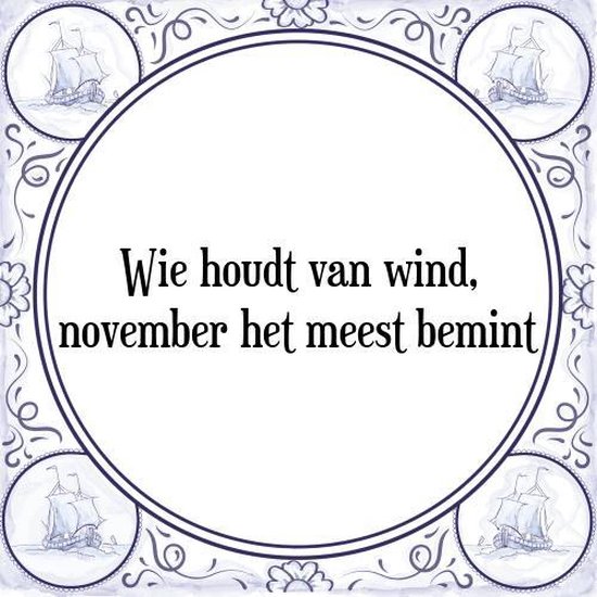 Tegeltje met Spreuk (Tegeltjeswijsheid): Wie houdt van wind, november het meest bemint... | bol