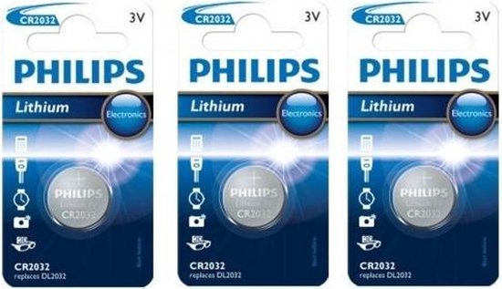 3 Stuks - Philips CR2032 3v lithium knoopcelbatterij | bol.com