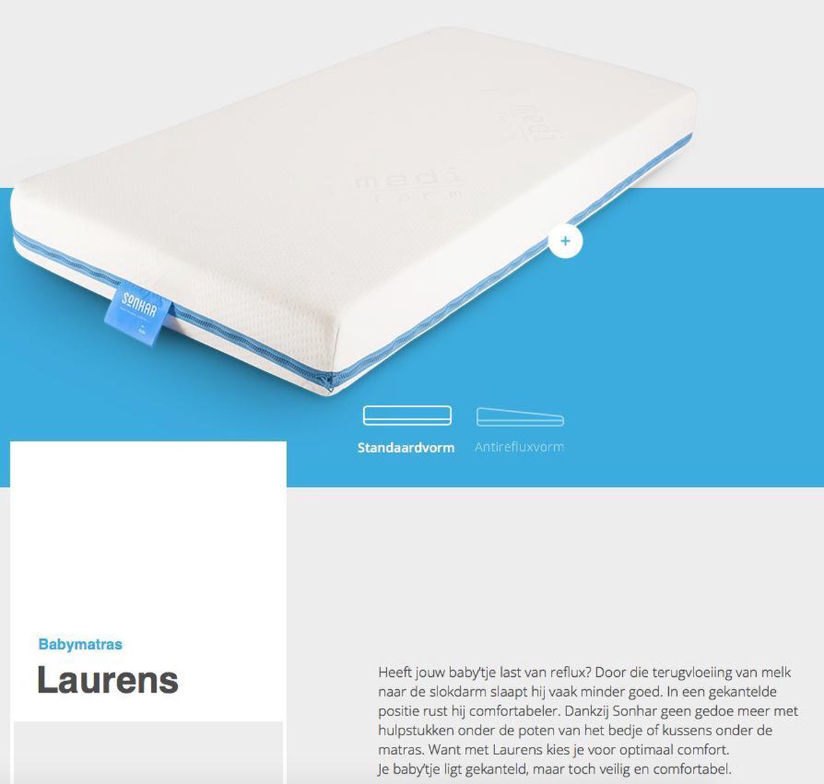babymatras 60X120 reflux omvormbaar, polyether matraskern, plus extra ...