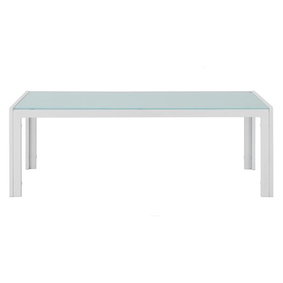 Glazen tuintafel klein metalen frame 35x100x50 cm wit | bol.com