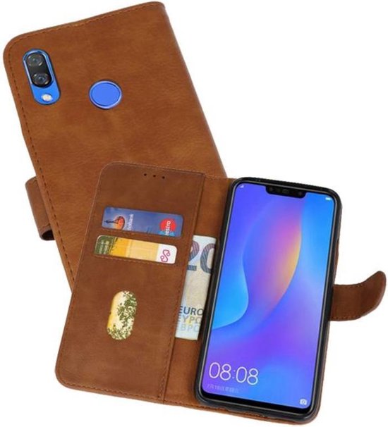 Huawei P Smart Plus Hoesje Kaarthouder Book Case Telefoonhoesje Bruin ...