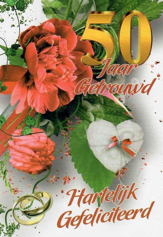 Wenskaart | 10 stuks | 50 jaar getrouwd, hartelijk gefeliciteerd | bol